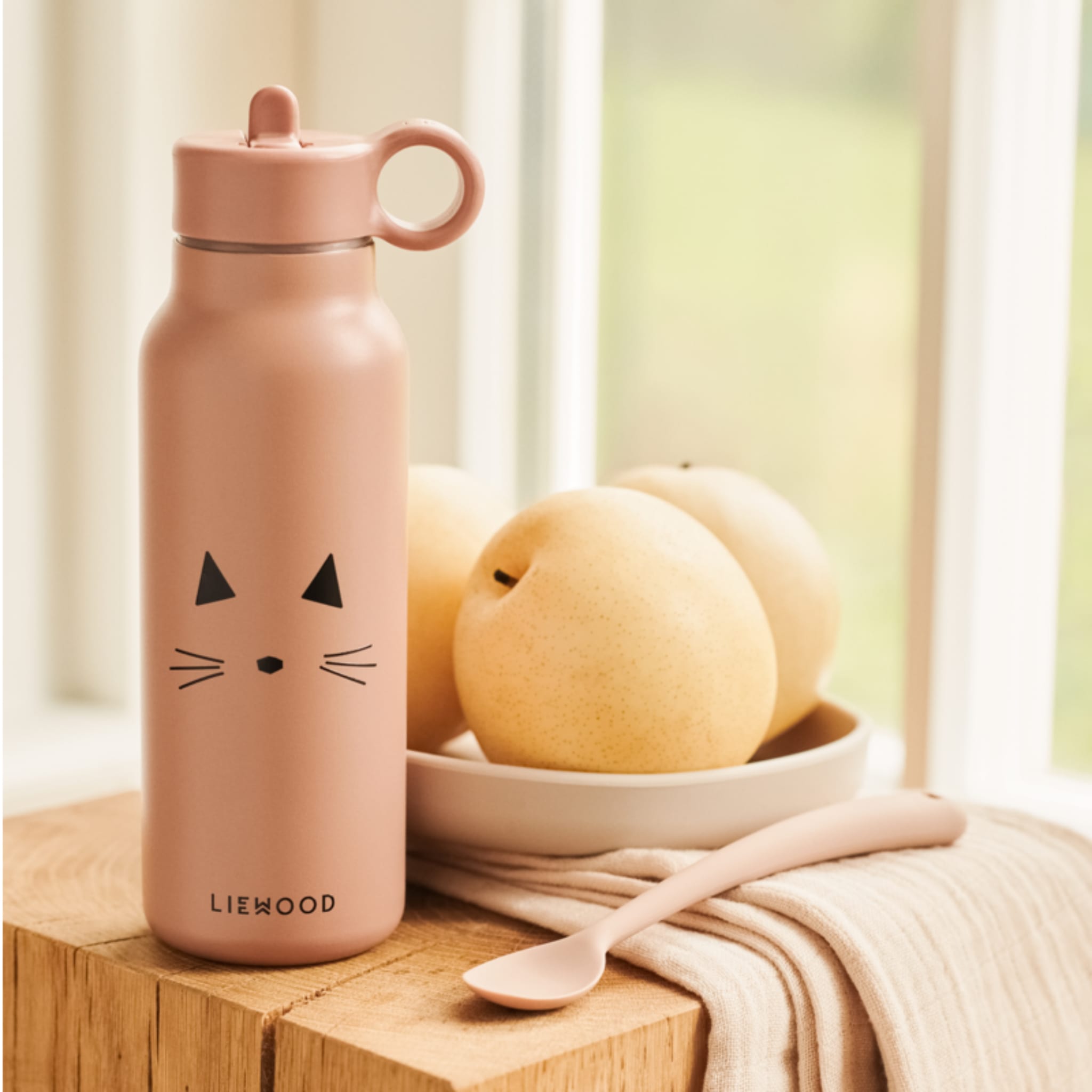 Trinkflasche für Kinder “Falk Cat dark rose” 350 ml & Fyoldi