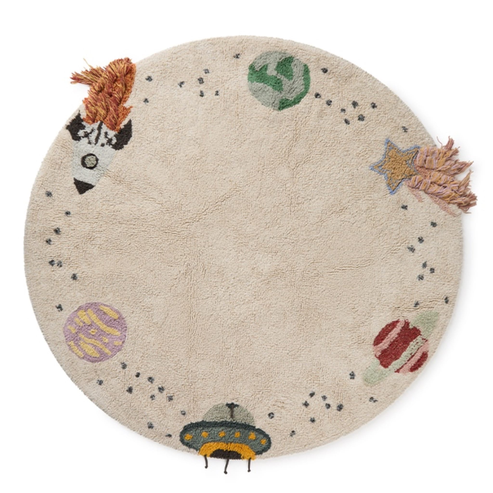 Waschbarer Spielteppich "Interstellar Journey“ 140 Ø cm & Fyoldi